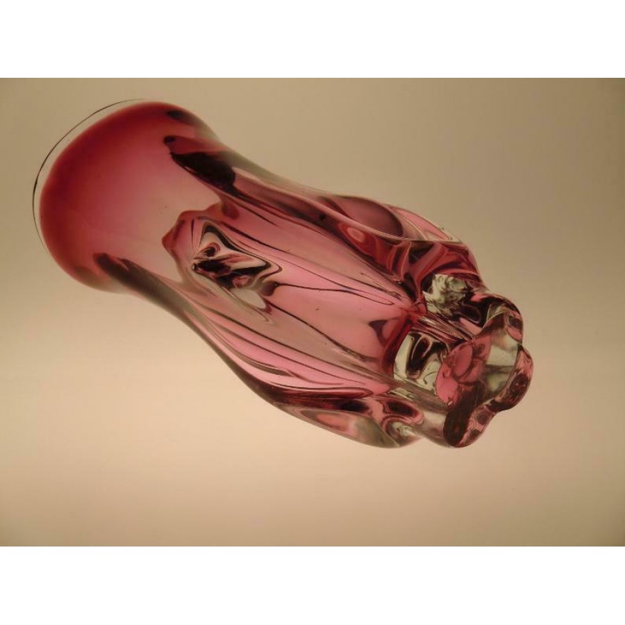 Vintage Cranberry Pink Glass Vase Cased Bohemian Czech 1970s Interior ...